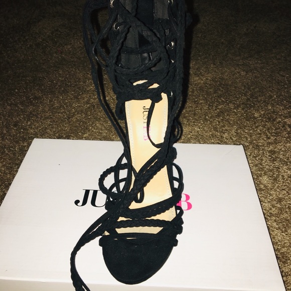 JustFab | Shoes | Above The Ankle Lace Up Heels With Zipper In Back ...